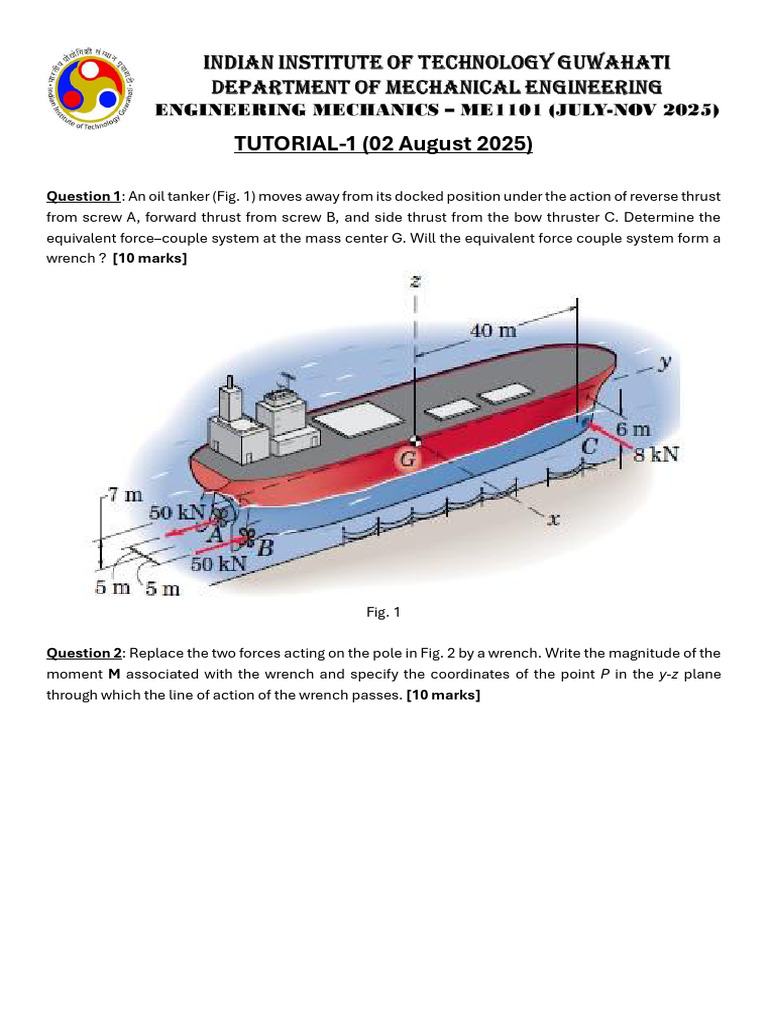 ME1101 Tutorial1 Wrench Questions | PDF