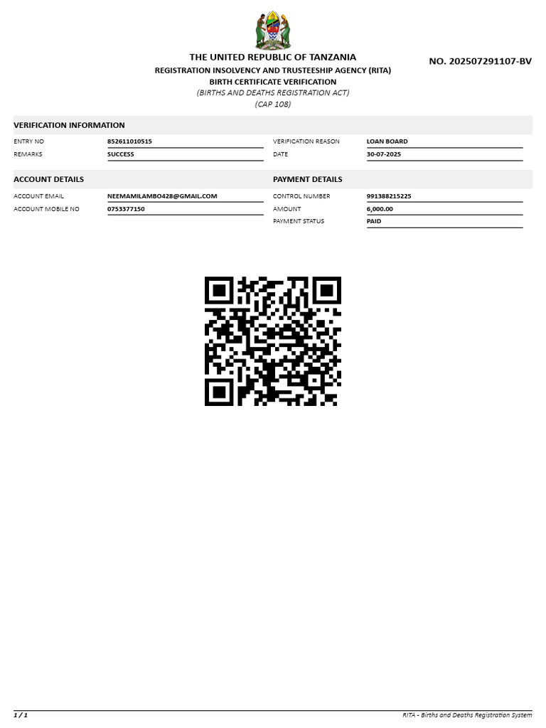 Verification Template 20250729BV 1107 | PDF