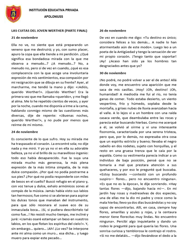 Las Cuitas Del Joven Werther | PDF
