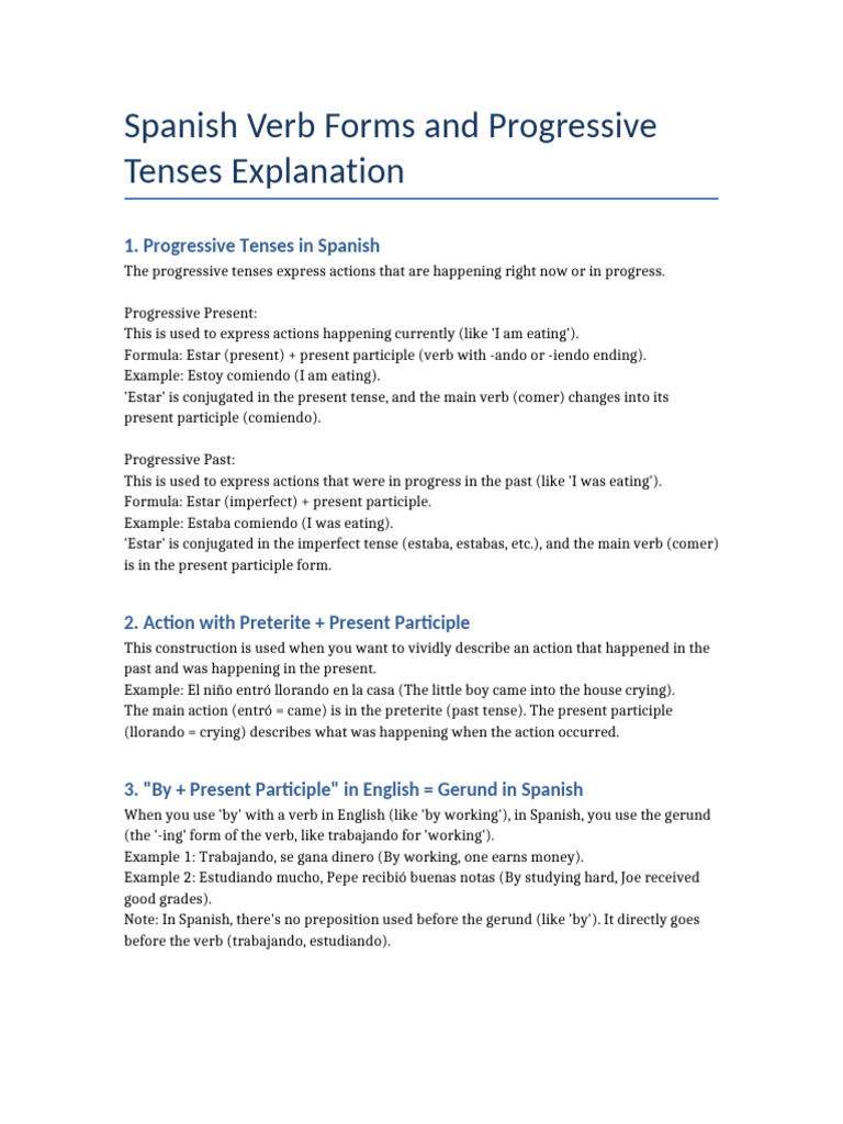 Present Participle of Comer Explained | PDF