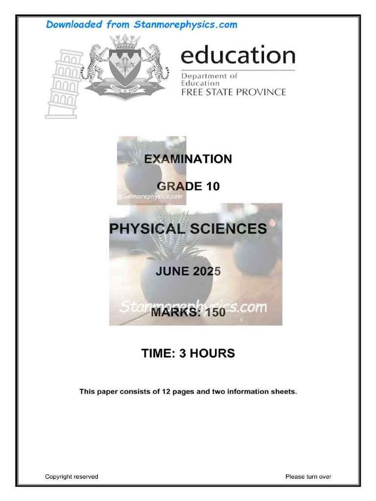 FS Physical Sciences Grade10 June 2025 QP and Memo | PDF