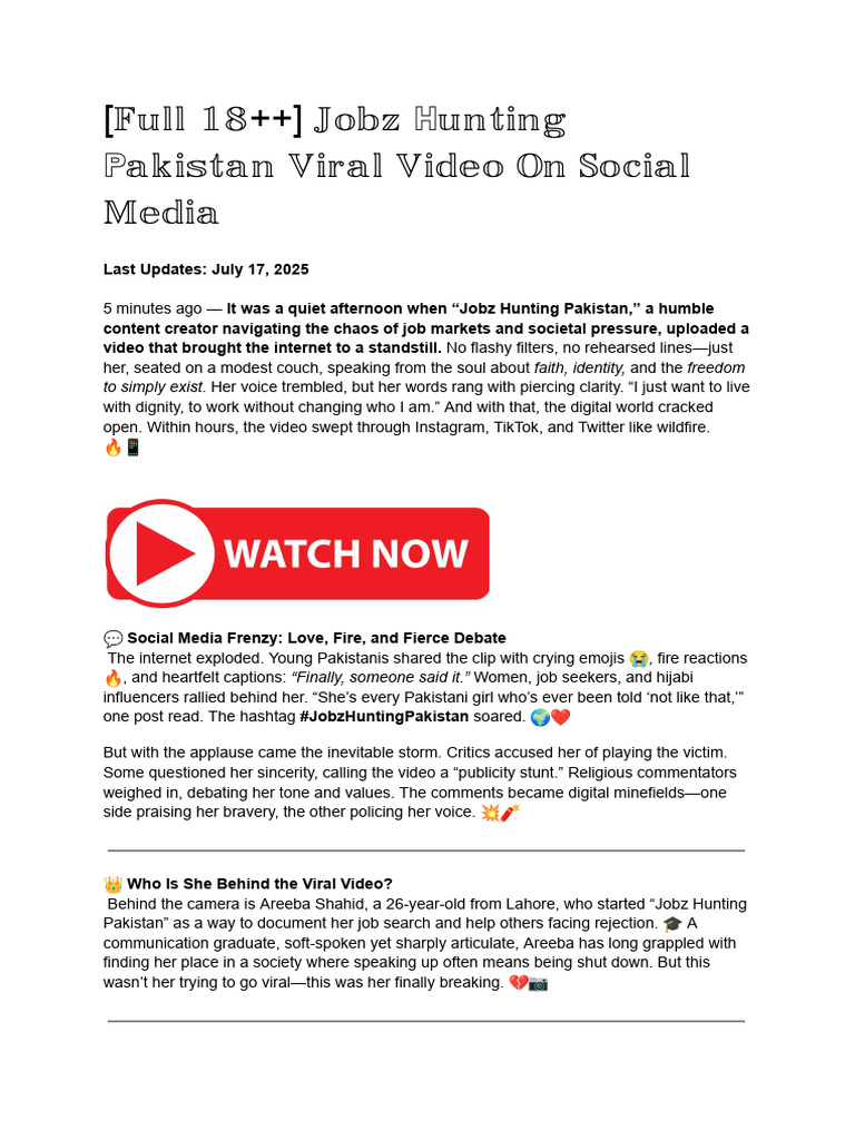 Jobz Hunting Pakistan: A Viral Awakening | PDF