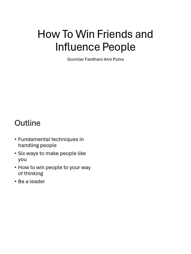 Win Friends and Influence People | PDF | Psychology | Psychological ...