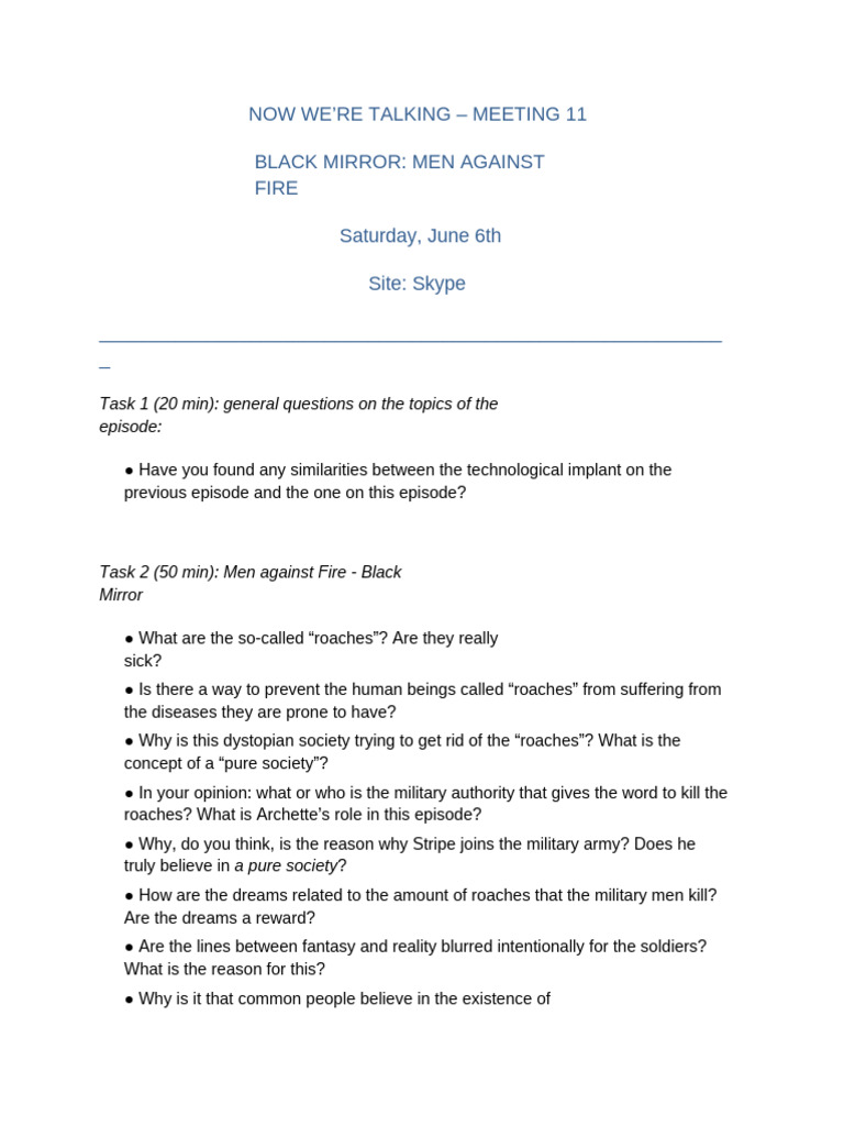 Conversation Class Black Mirror | PDF