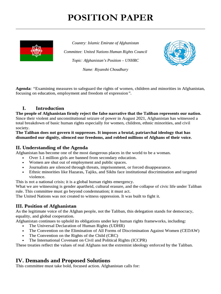 Afghanistan's Human Rights Crisis: UNHRC Position | PDF | Taliban ...