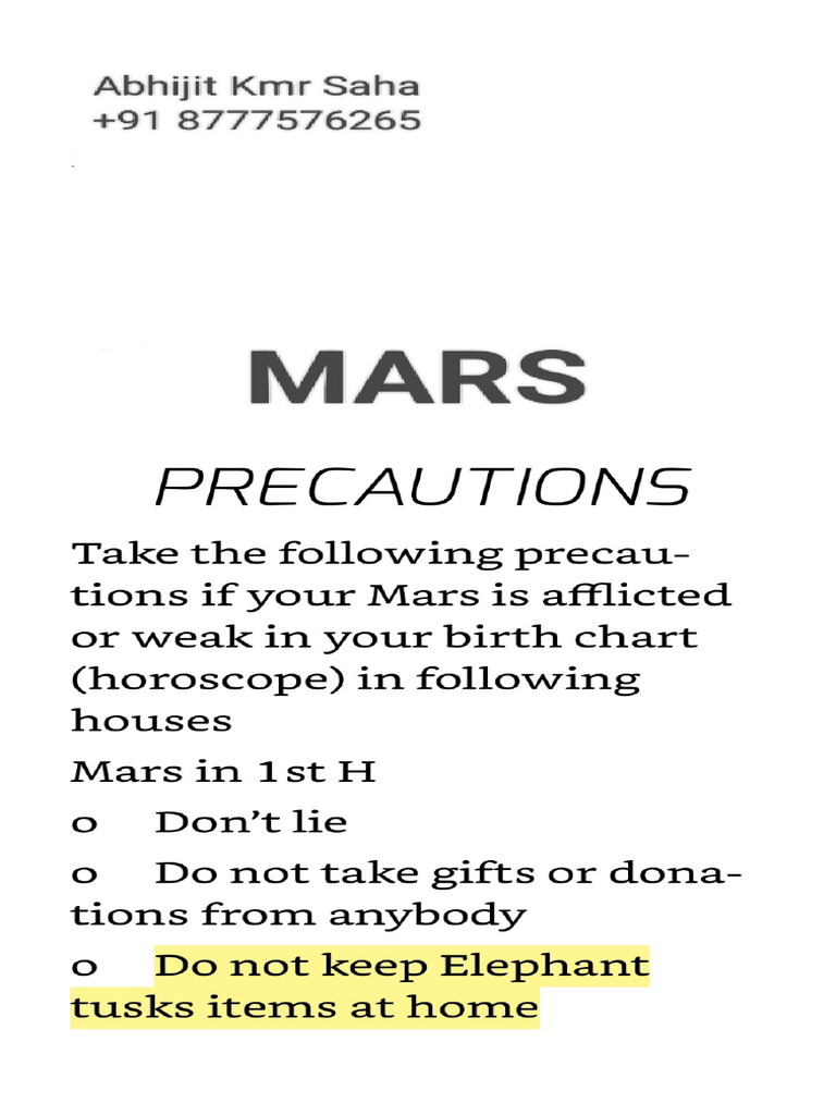 Mars in 12 House | PDF