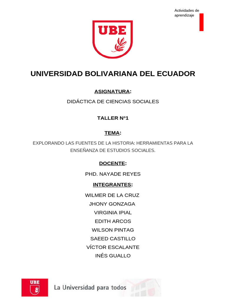 TALLER N°1 CIENCIAS SOCIALES GRUPO N°2 (2) | PDF | Maestros | Enseñando