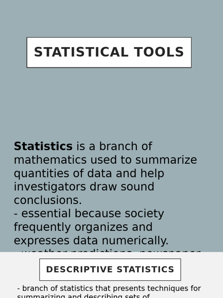 Statistical Tools | PDF