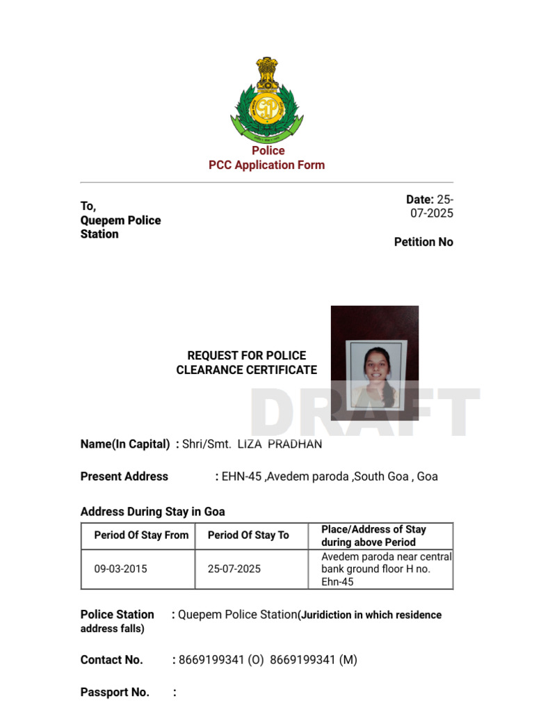 PCC Application Form | PDF