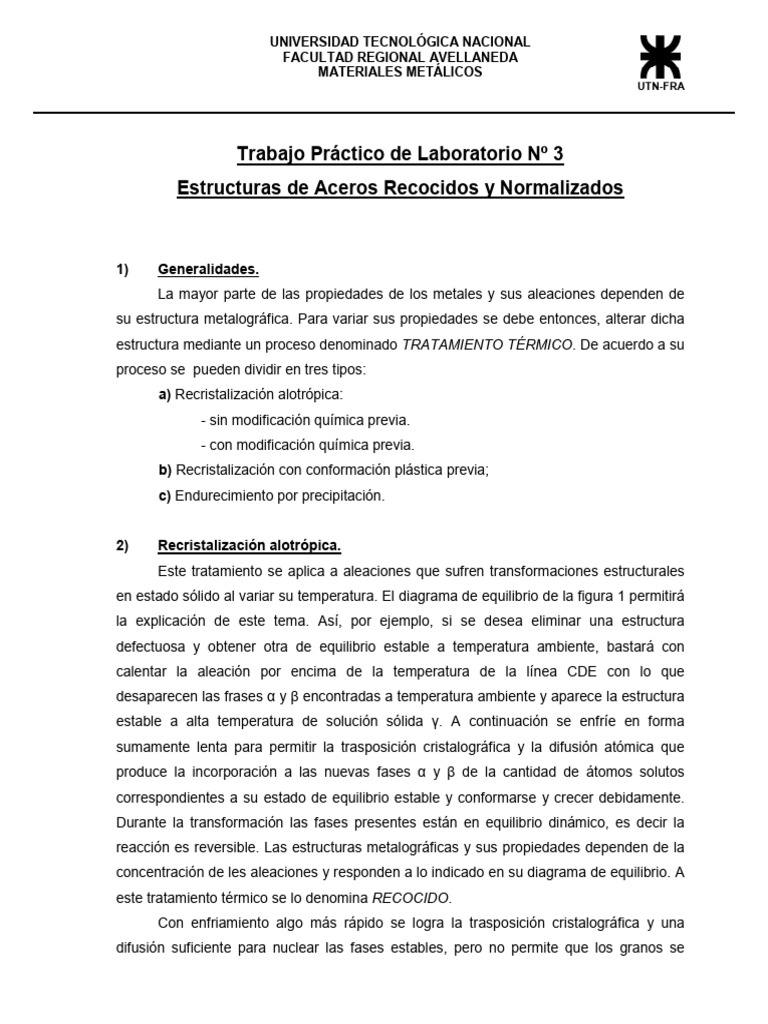 GUÍA TP #3 Estructuras de Aceros Recocidos y Normalizados | PDF ...