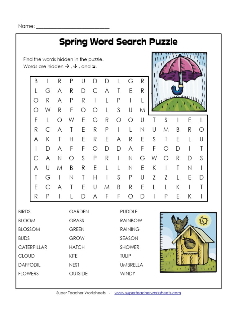 April Fool Word Search Spring APRIL | PDF | Word Search | Birds