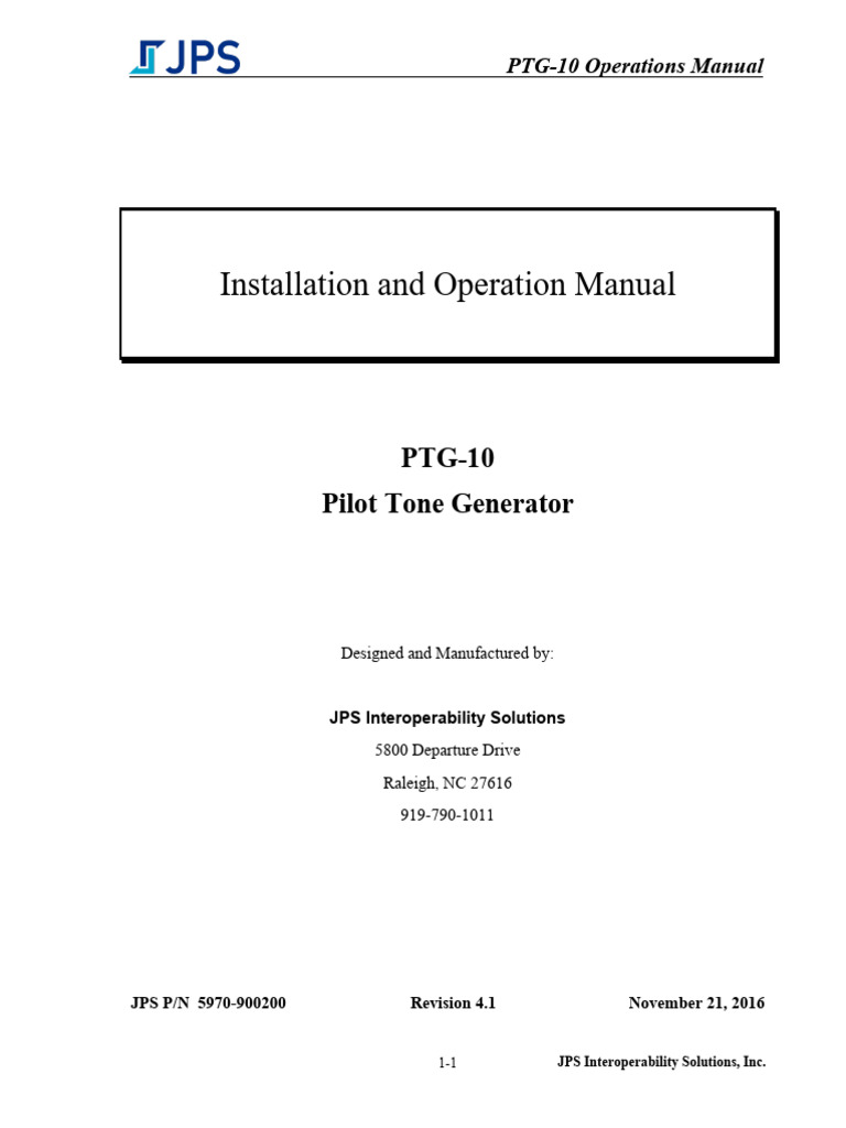 PTG 10 Manual Rev - 4.1 | PDF | Amplifier | Telecommunications Engineering