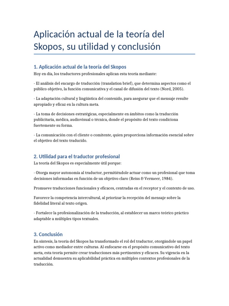 Aplicación actual de la teoría del Skopos | PDF