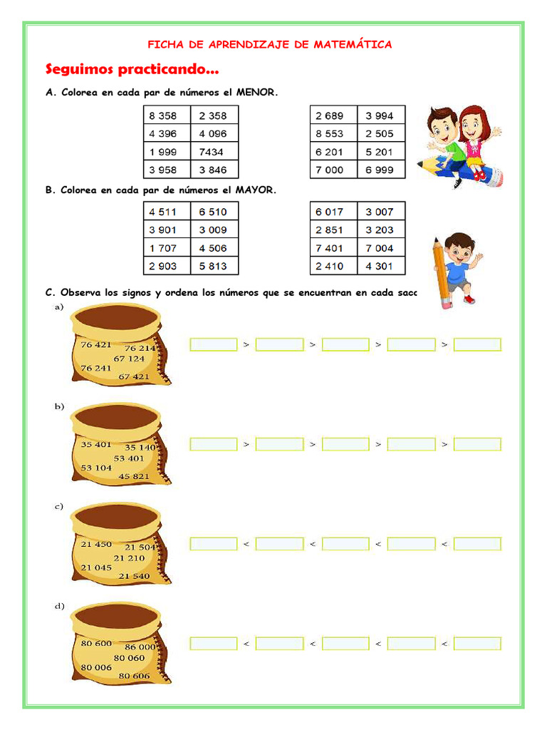 21-04-2025 - Ficha - Mat-Comparamos y Ordenamos Números | PDF