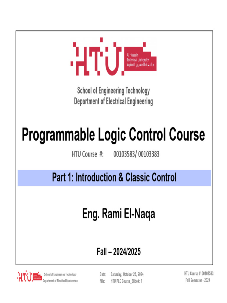 HTU PLC Course Part 1 Fall 2024-2025 | PDF | Electric Current | Direct ...
