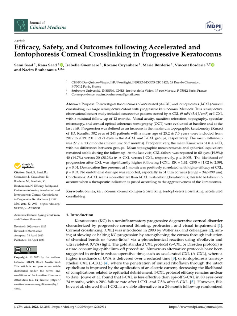 Efficacy, Safety, and Outcomes Following Accelerated and I CXL | PDF ...