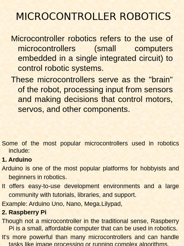 Microcontroller Robotics 1 | PDF