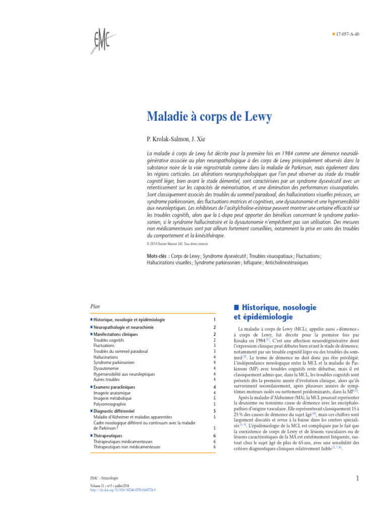 Maladie à corps de Lewy : symptômes et traitements | PDF | Maladie de ...