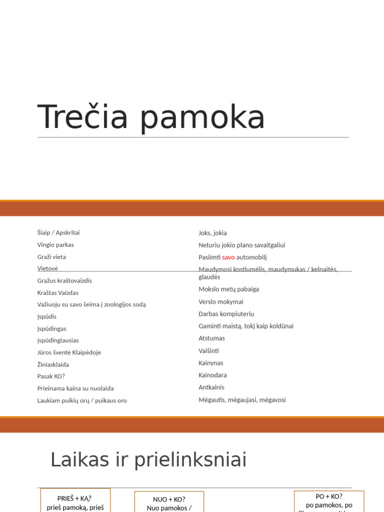 Short Course of Lithuanian Language Lesson 3 | PDF