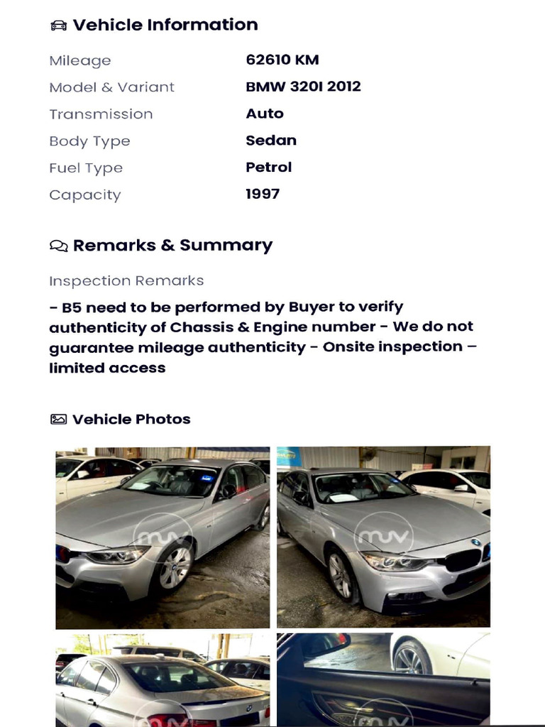 BMW 320d Inspection Report | PDF | Pickup Truck | Trunk (Car)