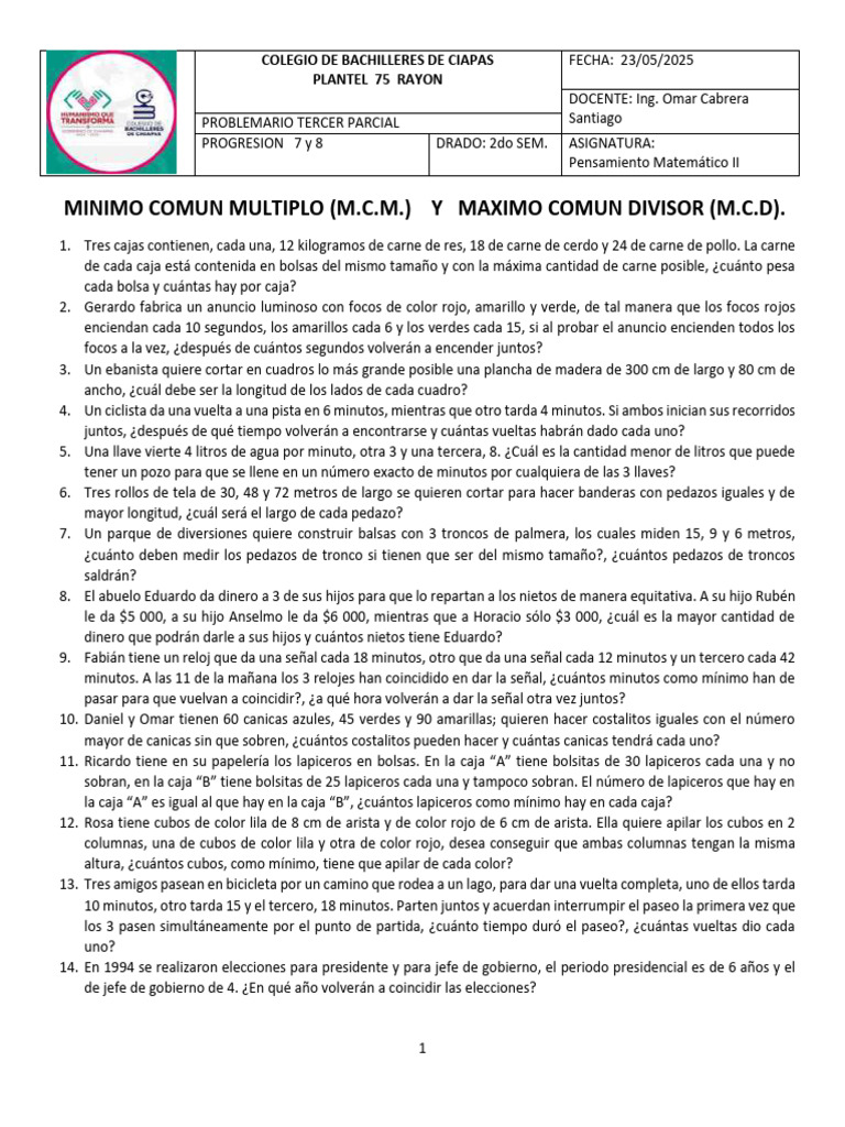 Problemario p.m.2 (Tercer Oarcial) | PDF | Interés