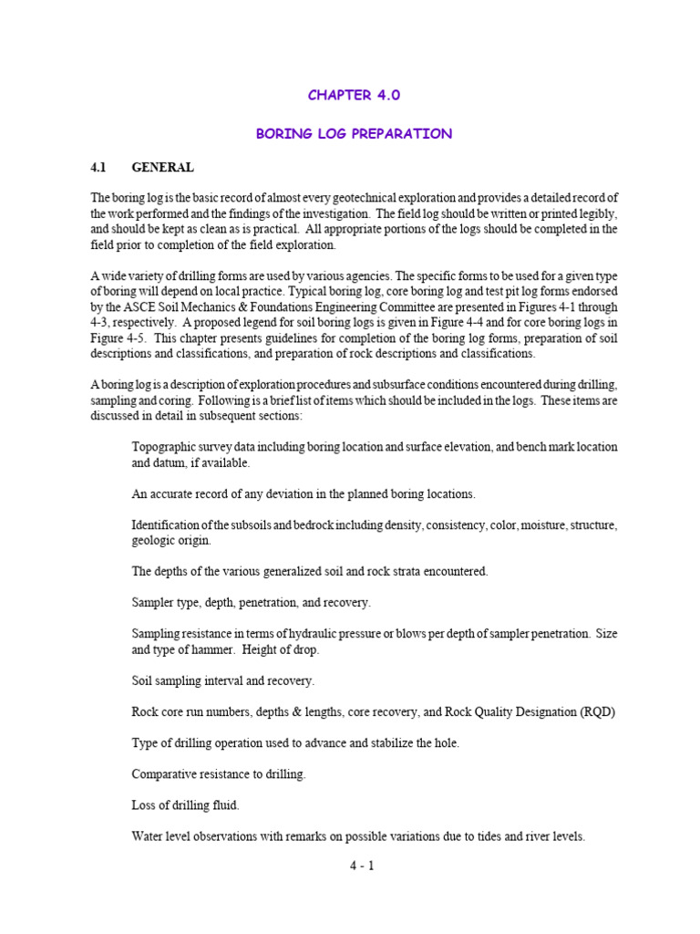 Boring Log Preparation Guidelines | PDF | Silt | Sand