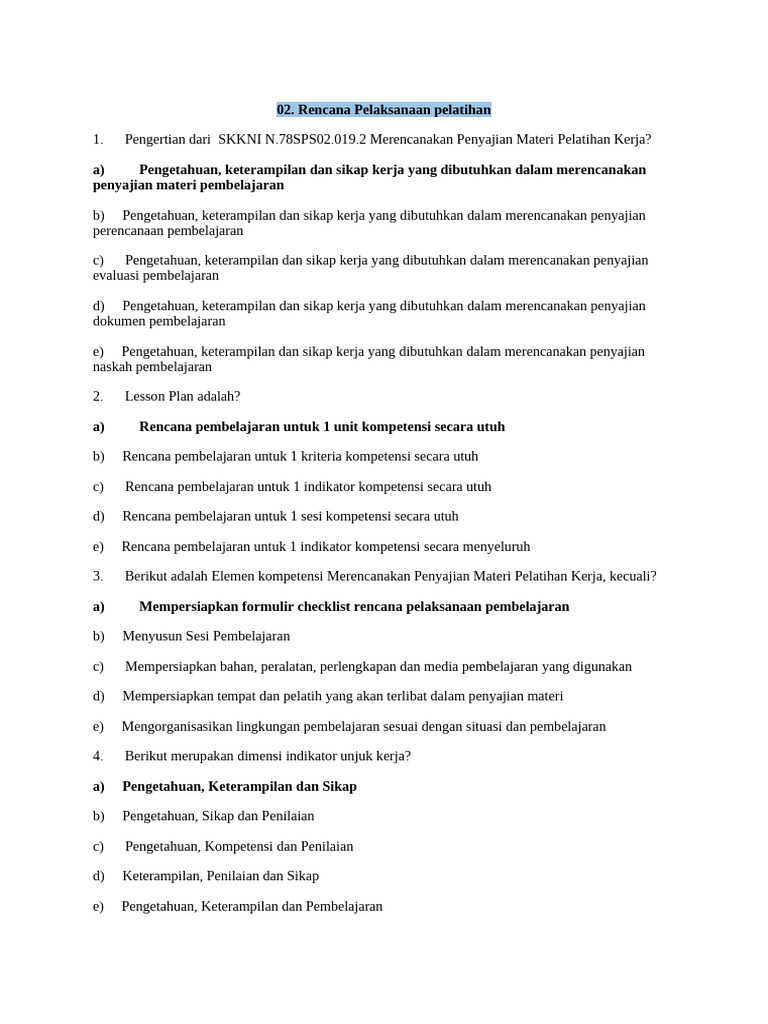 02 Lesson Plan Perencanaan Pelatihan | PDF