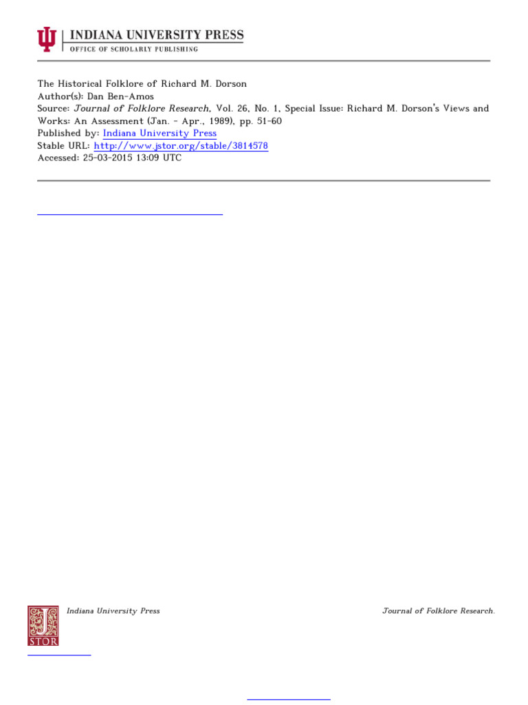 Dorson's Historical Folklore Insights | PDF | Folklore | Narrative