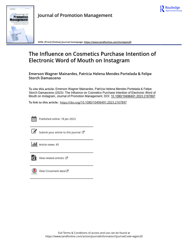 eWOM on Instagram and Cosmetics Buying Intent | PDF | Attitude ...
