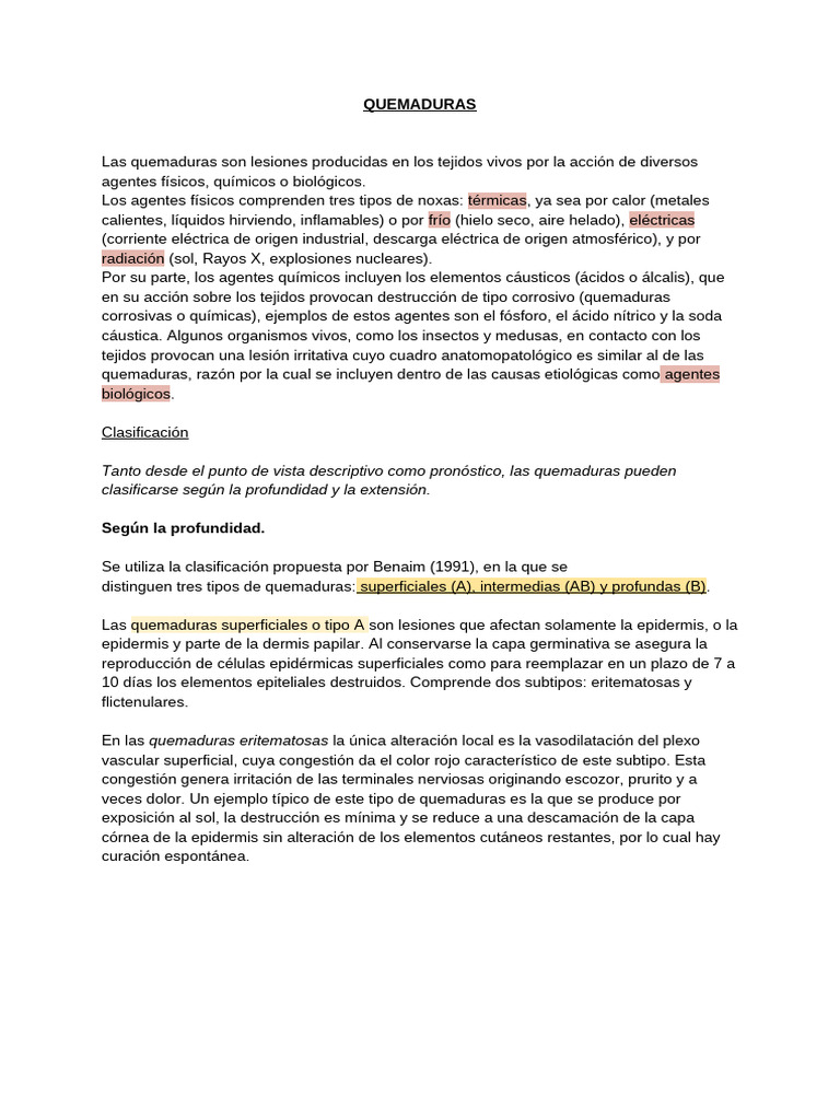 Clasificación y diagnóstico de quemaduras | PDF | Quemar | Inflamación