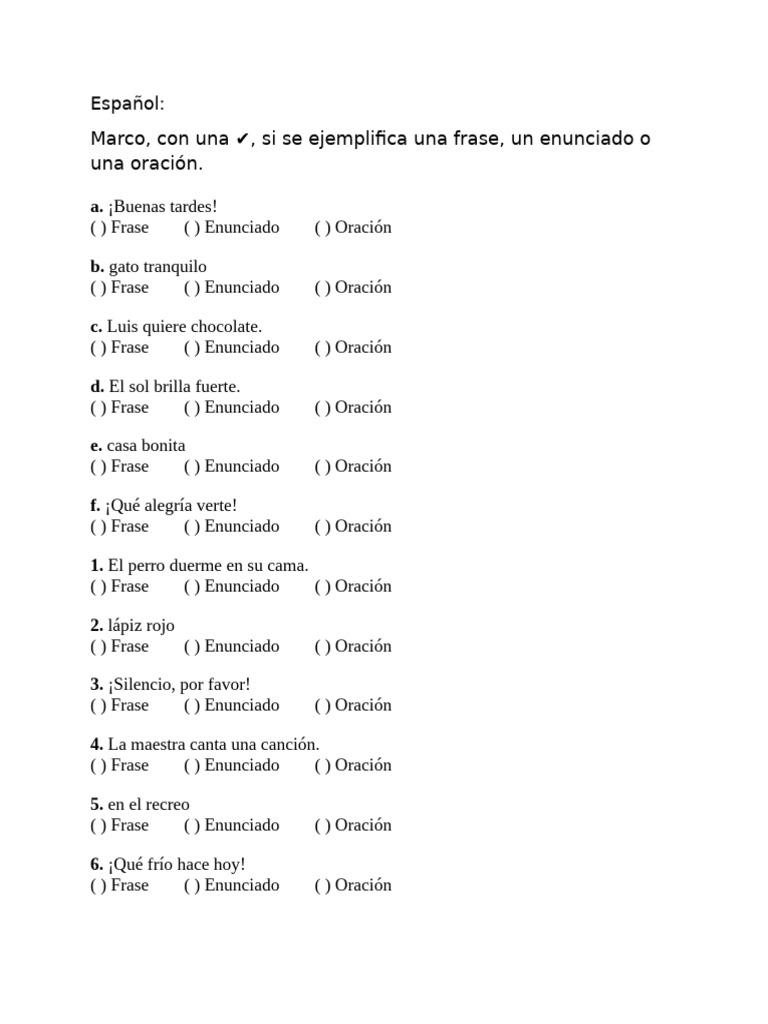 Clasificación de Frases y Oraciones | PDF