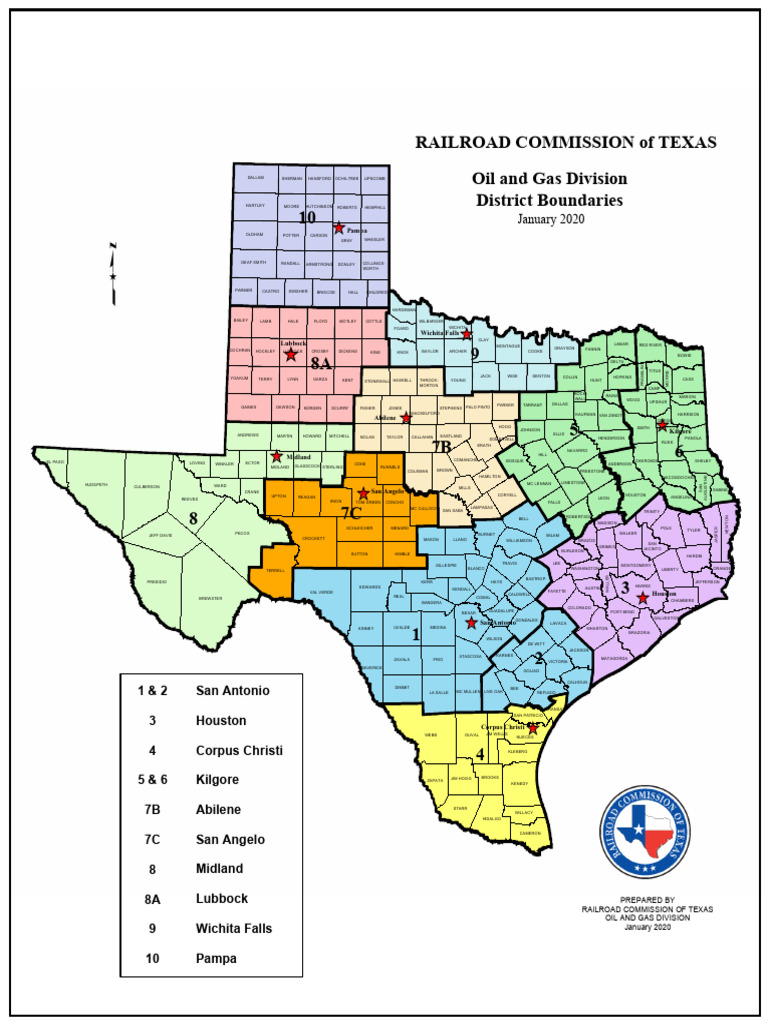 Texas Railroad Commission District Map | PDF | Texas