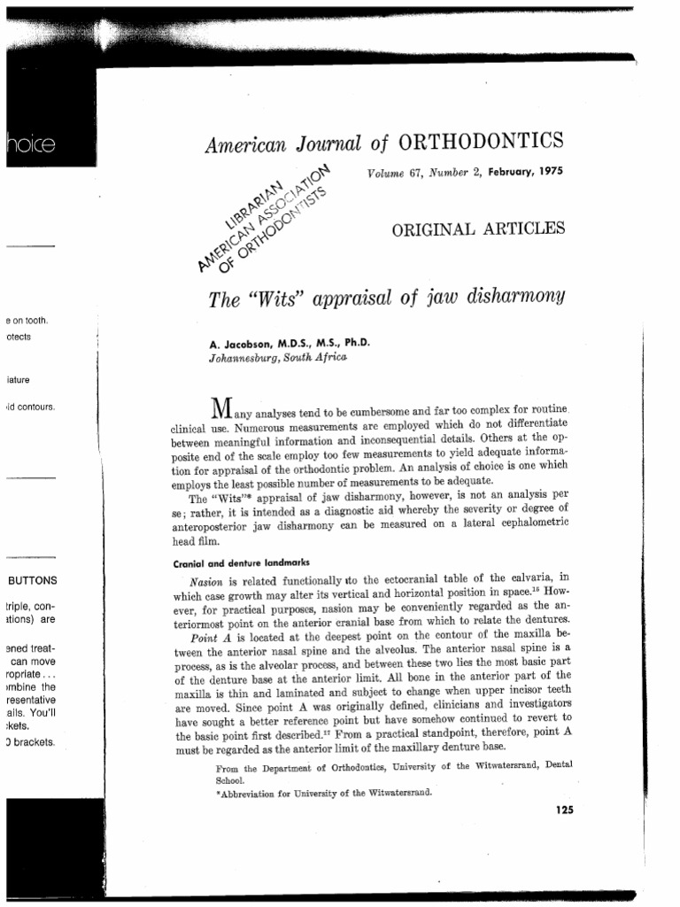 AJO 75 Jacobson Wits | PDF