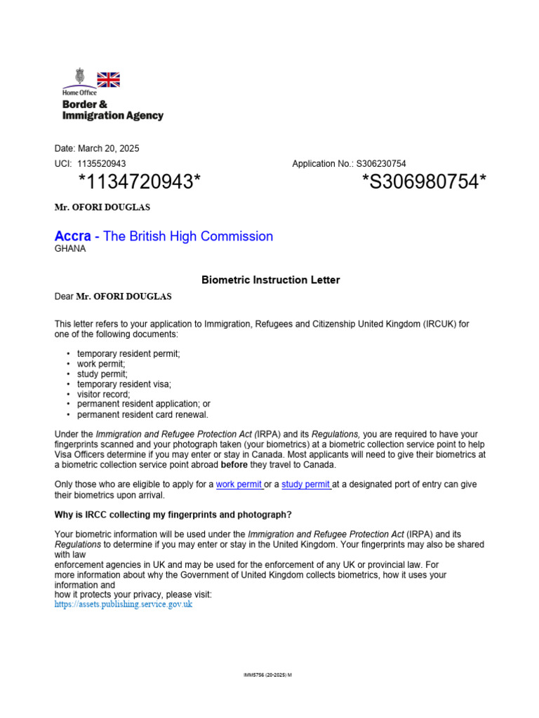Mr. OFORI DOUGLAS - Biometric-Instruction-Letter Accra - The British ...