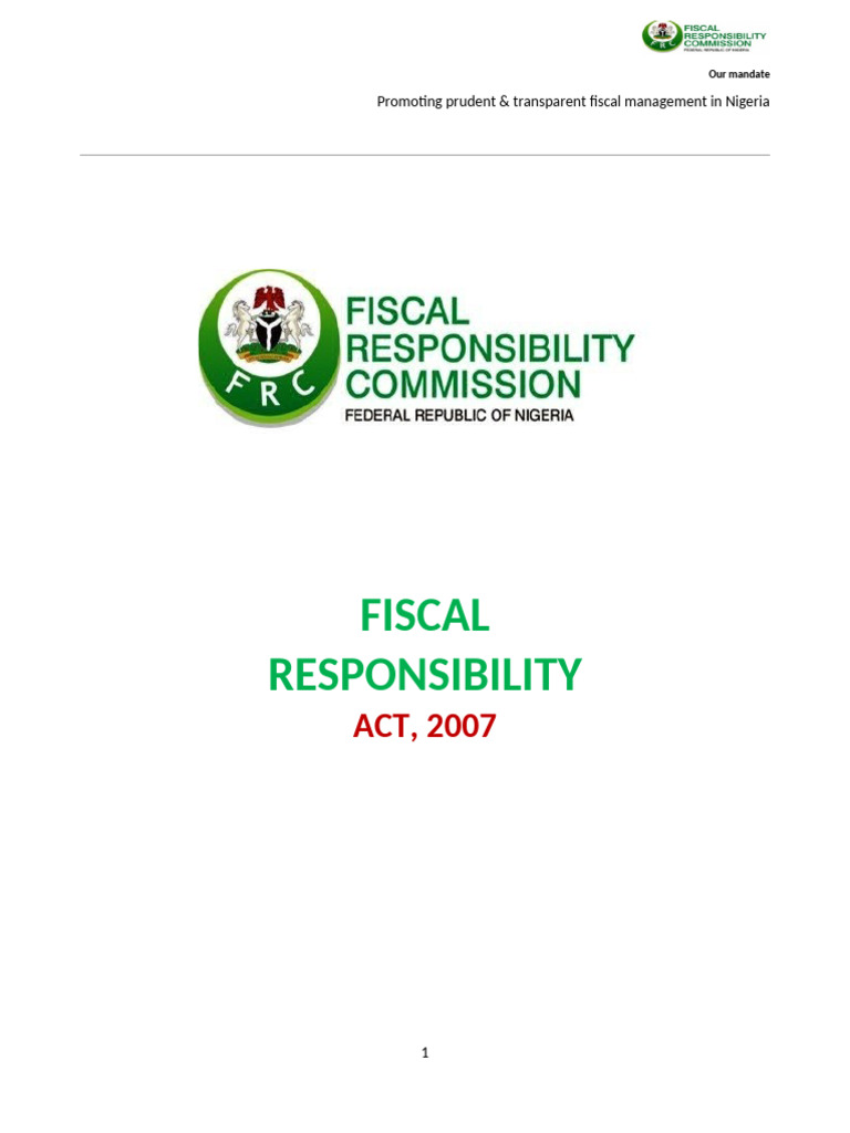 Fiscal Responsibility Act 2007 | PDF | Budget | Macroeconomics