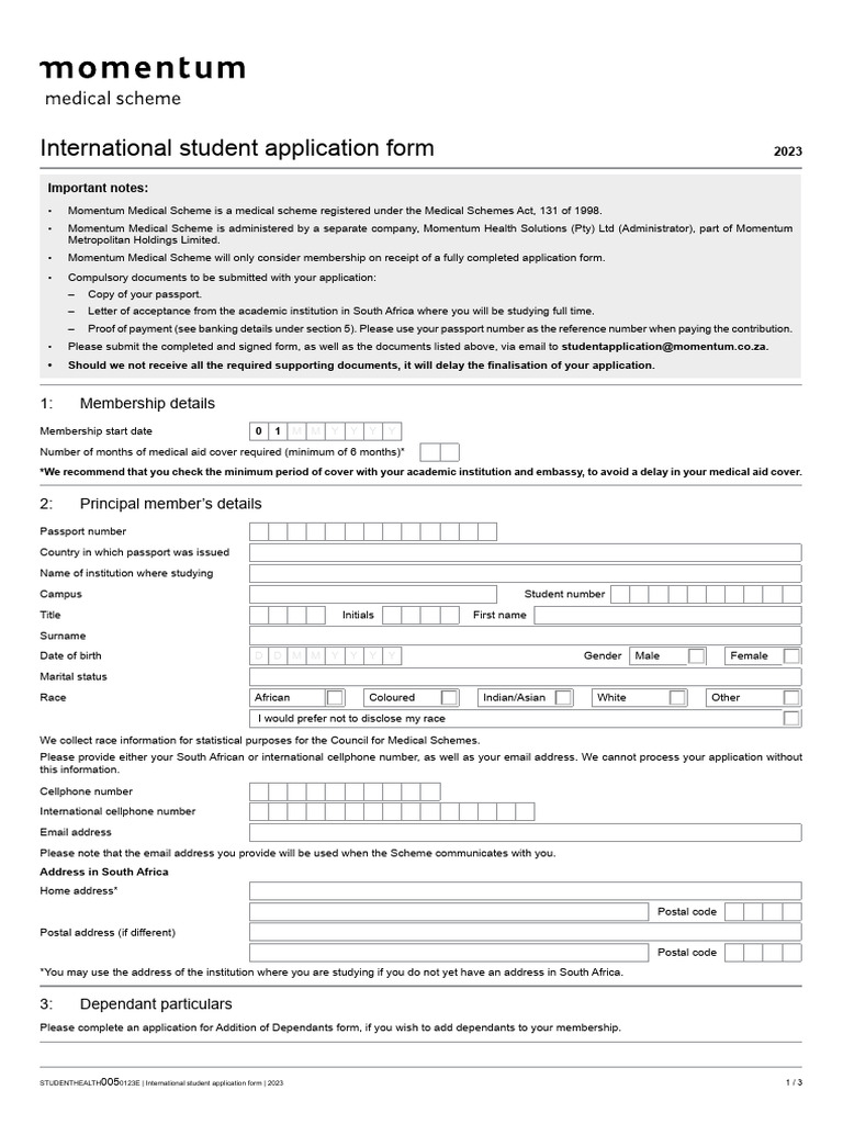 2023 Nternational Student Application Form Fillable | PDF | Travel Visa ...
