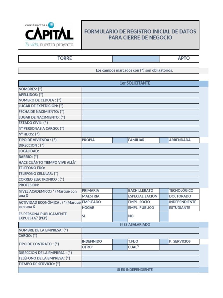 Formato Solicitud Datos Modificado Para Mercadeo | PDF | Industrias de ...