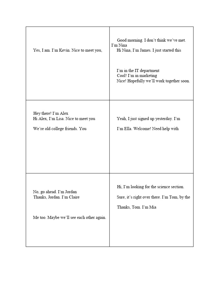 Role Play Introductions in English | PDF