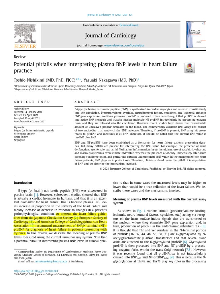 2021 Potential Pitfalls When Interpreting Plasma BNP Levels in Heart ...