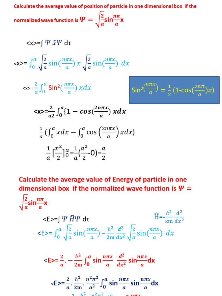Problems Related to 1D Box | PDF | Wave Function | Mathematical Physics