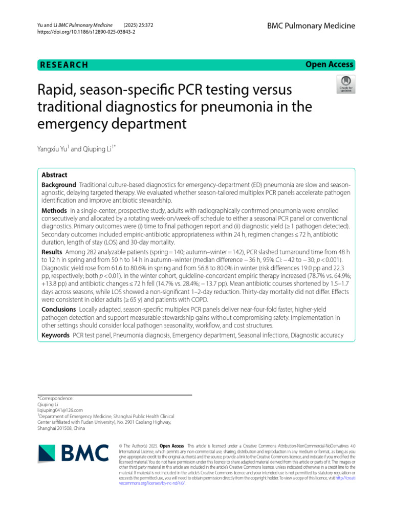 2005 - Rapid, Season-Specific PCR Testing Versus Traditional ...