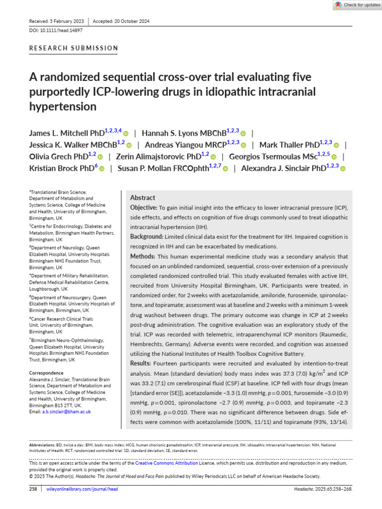 IIH Drug Efficacy Study 2024 Draft | PDF | Clinical Medicine | Medical ...
