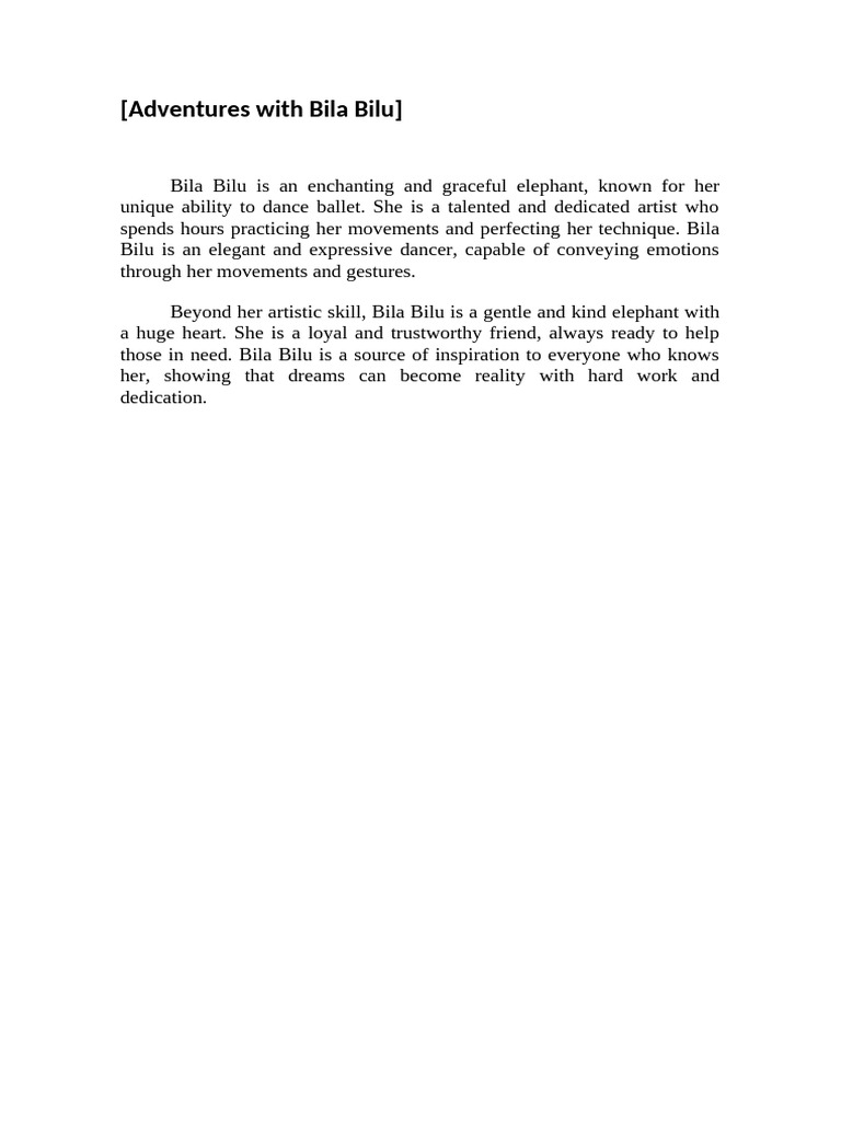 Bila Bilu: The Dancing Elephant | PDF