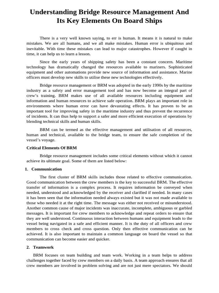 Understanding Bridge Resource Management | PDF | Situation Awareness