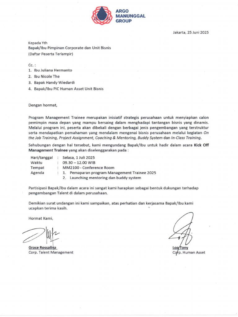 Undangan MT Kick Off 1-07-25 | PDF