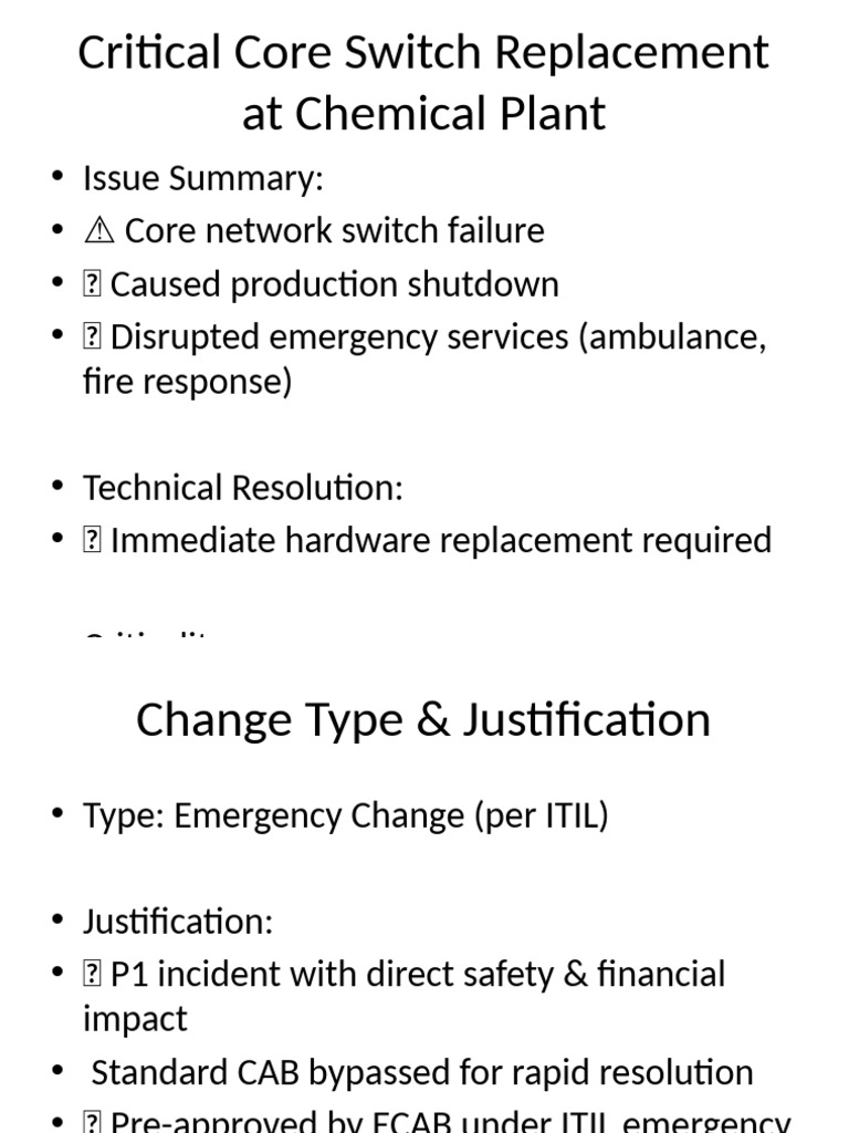 Critical Core Switch Replacement | PDF