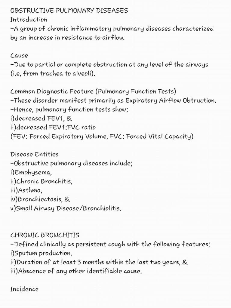 Obstructive Pulmonary Diseases & Chronic Bronchitis | PDF