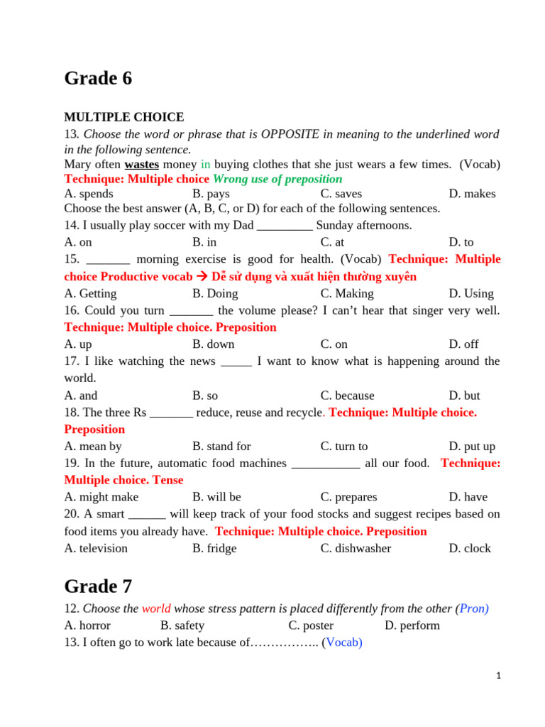 5-Grammar and Vocabulary Tests For Discussion | PDF | Multiple Choice