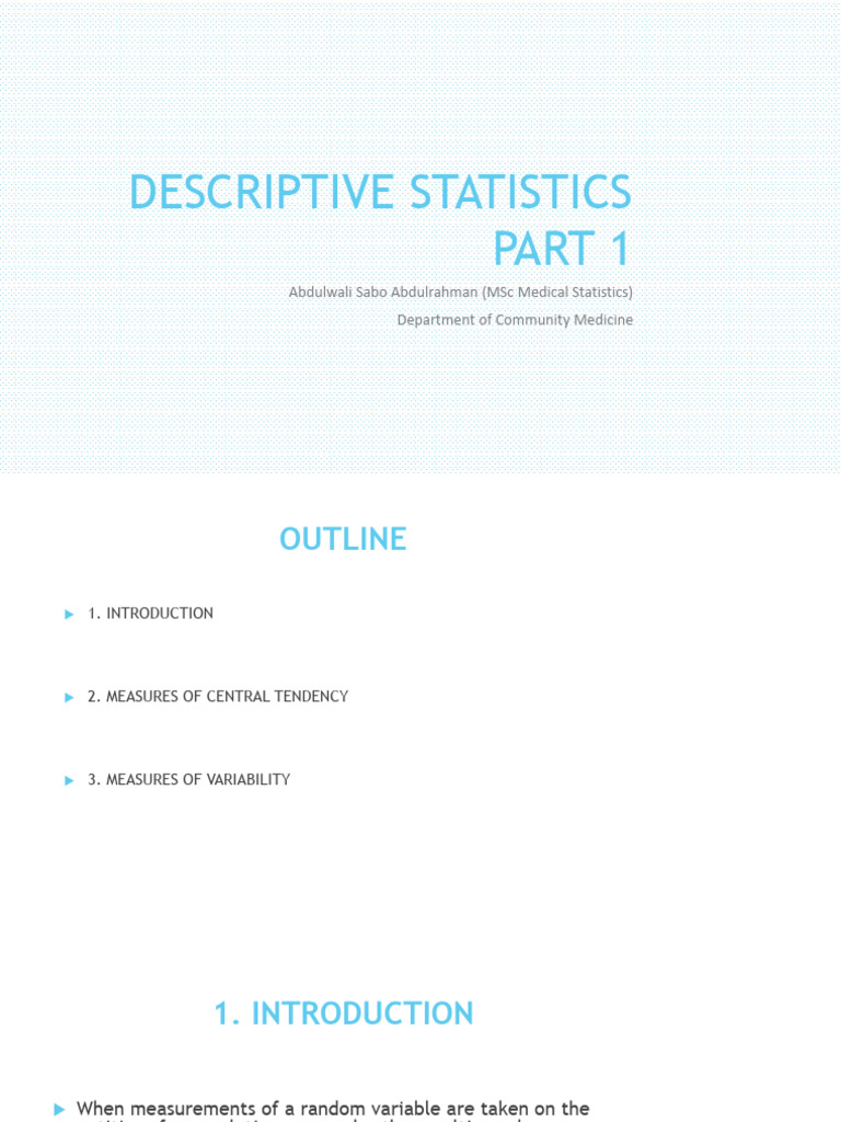 Descriptive Statistics Part 1 | PDF | Variance | Standard Deviation