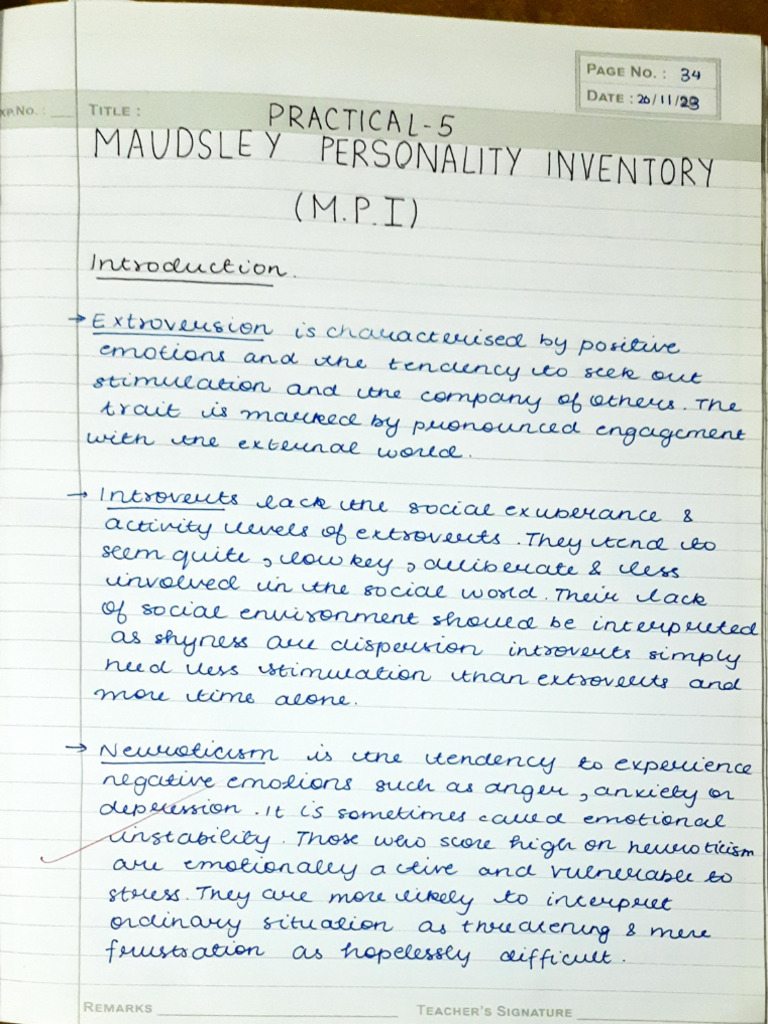 Maudsley Personality Inventory Overview | PDF